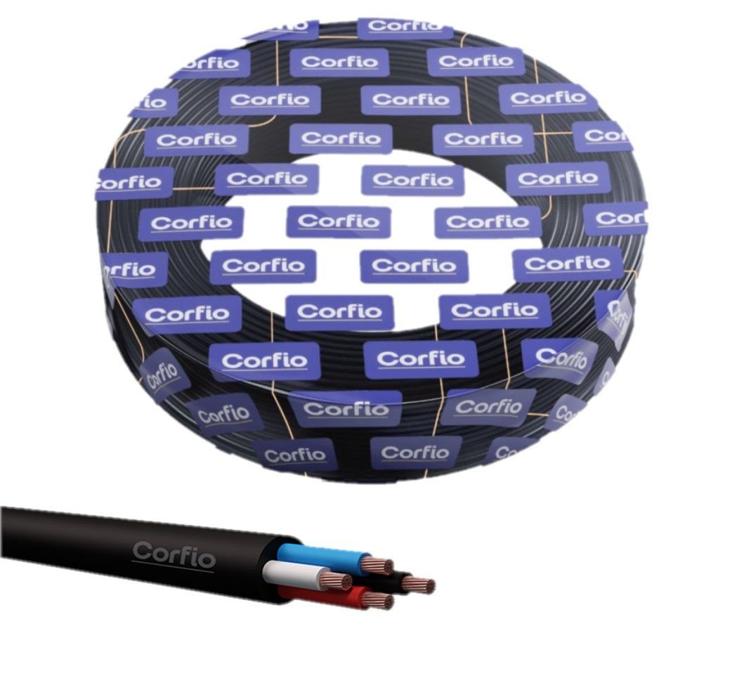Cabo Flexível HEPR 4x4,0mm² Rolo de 100 Metros 1kV Corfio - Preto