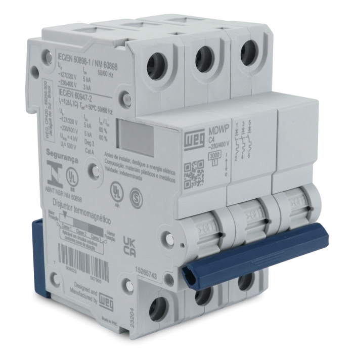 Disjuntor Mini Tripolar MDWP 4A Curva C Weg