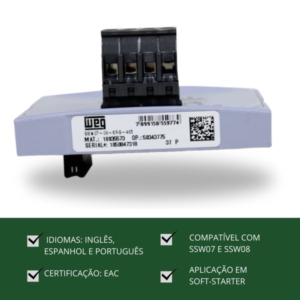 Módulo de Comunicação Para Soft-Starter SSW07 / SSW08 KRS-485 Weg