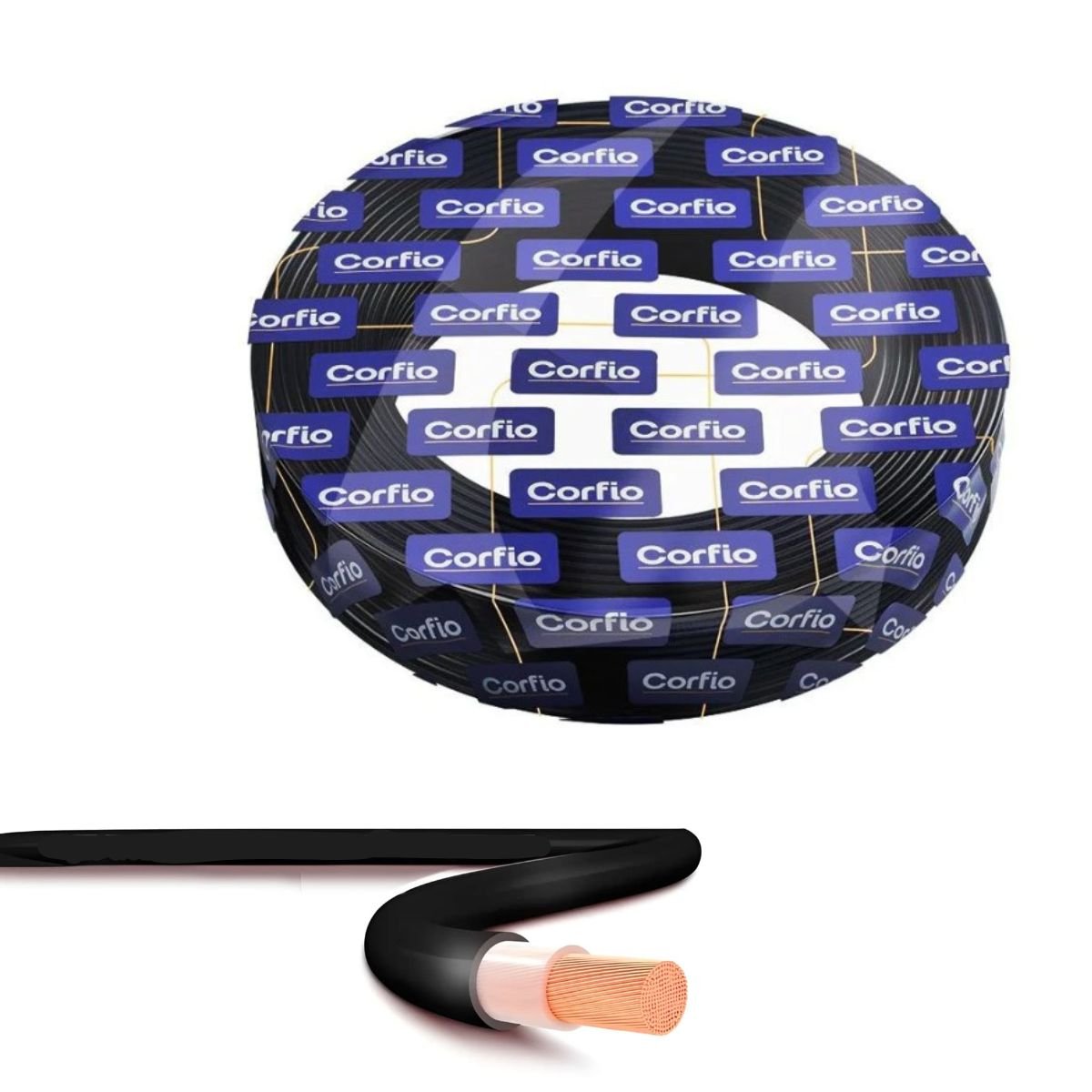 Cabo Flexível HEPR 10,0mm² Rolo de 100 Metros 1kV Corfio - Preto