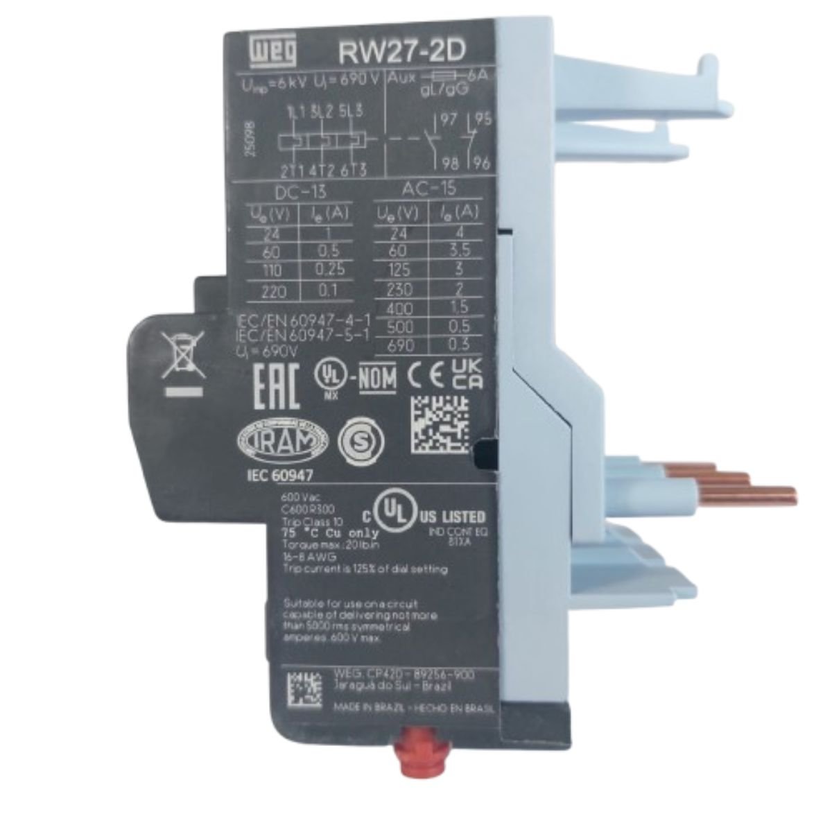 Relé Sobrecarga Térmico Tripolar RW27 1,2A à 1,8A Para CWB Weg