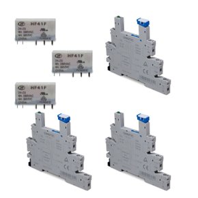 Kit 03 Bases Para Relé 38.51 + 03 Relés Acoplador Fino HF41F 12 / 24Vcc ...